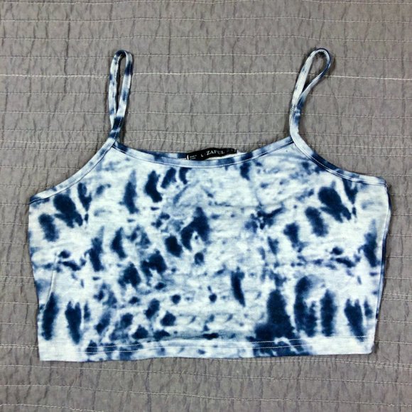 Zaful | Tops | 45 Zaful Cropped Tank Top Tie Dye Blue And White Women ...